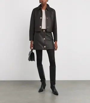 Claudie Pierlot Cropped Leather Turn-lock Jacket - White