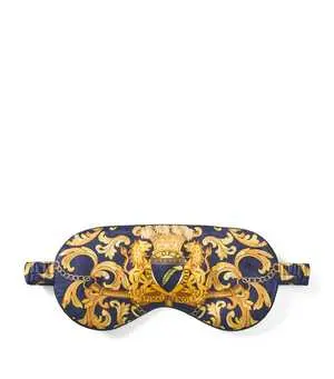 ASPINAL OF LONDON Silk Printed Eye Mask - Navy