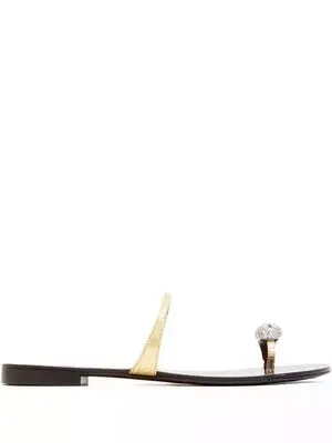 GIUSEPPE ZANOTTI Crystal-embellished Leather Sandals - Gold