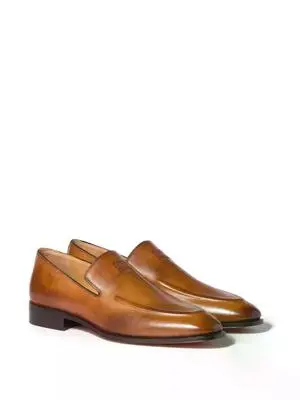 Miu Miu Embossed Logo Loafers - Brown