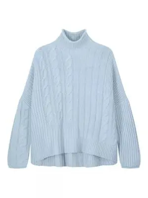 Eric Bompard Cable-knit High-neck Cashmere Sweater - Blue