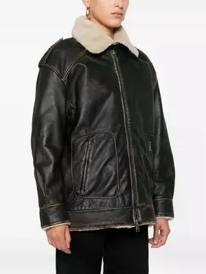 ERALDO Shearling-collar Leather Jacket