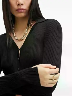 ALLSAINTS Cruz Ribbed Button-up Cardigan - Black