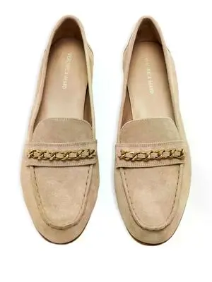 Veronica Beard Chain-embellished Suede Loafers