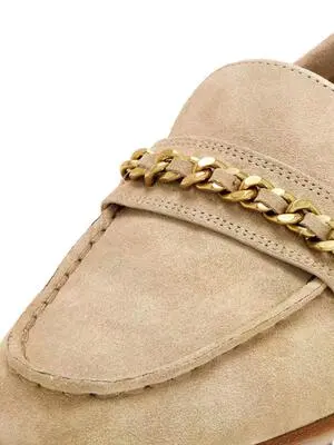 Veronica Beard Chain-embellished Suede Loafers