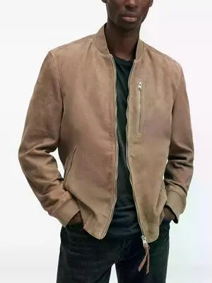 ALLSAINTS Zip-pocket Suede Bomber Jacket