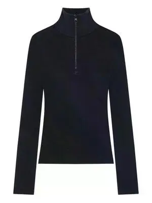COURREGES Zipped Mock-neck Sweater - Blue