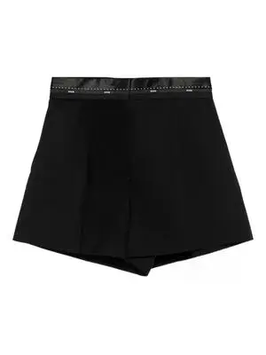 MSGM Pleated Satin-trimmed Shorts - Black