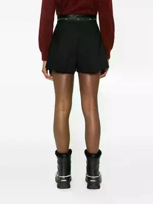 MSGM Pleated Satin-trimmed Shorts - Black