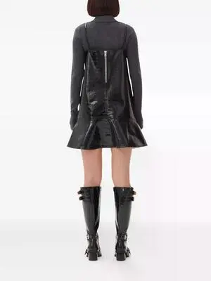 GANNI Crocodile-effect Flared Mini Dress