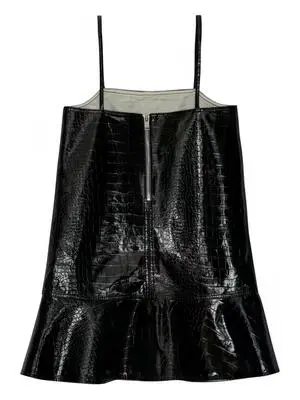 GANNI Crocodile-effect Flared Mini Dress