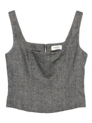 OTTOD'AME Herringbone Square-neck Sleeveless Top