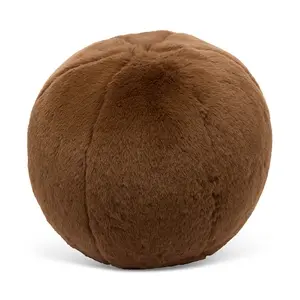 Aqua Big Rabbit Faux Fur Ball Pillow Exclusive - Cracked Leather