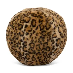 Aqua Big Rabbit Faux Fur Ball Pillow - Exclusive Leopard