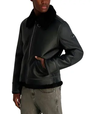 Karl Lagerfeld Paris Sherpa Fleece Lined Faux Leather Jacket