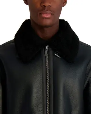 Karl Lagerfeld Paris Sherpa Fleece Lined Faux Leather Jacket