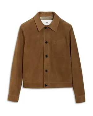 AMI Paris Regular Fit Leather Jacket - Hazelnut