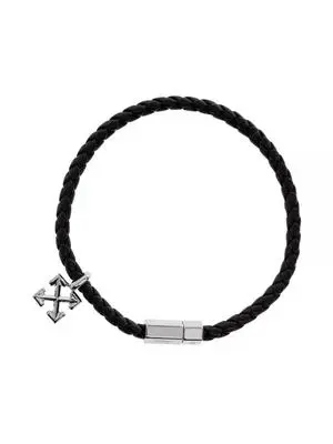 Off-White Arrows-charm Leather Bracelet - Black