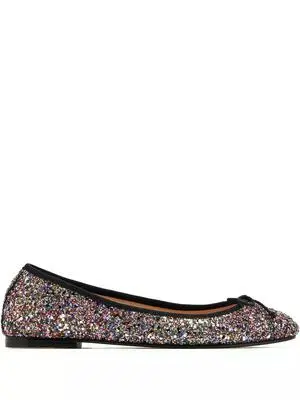 HOUSE OF BALLERINAS Glitter Bow Ballerina Flats - Black