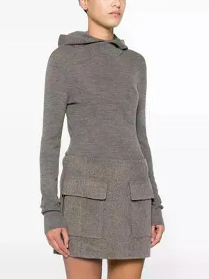 P.a.r.o.s.h Hooded Ribbed Bodysuit - Grey