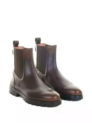 Santoni Leather Chelsea Boots With Elastic Panels