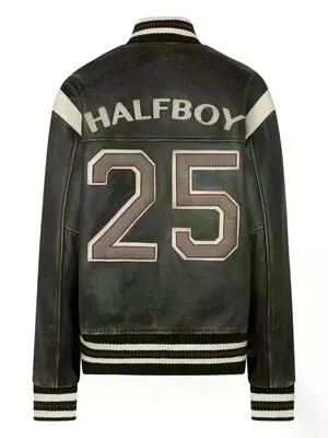HALFBOY Leather Bomber Jacket - Black