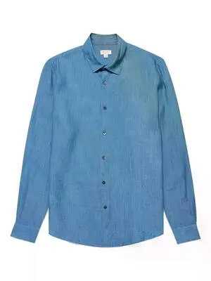 Sunspel Long-sleeve Linen Shirt - Blue