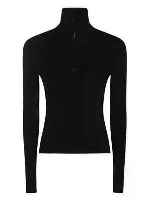 COURREGES Zip-neck Wool Sweater - Black