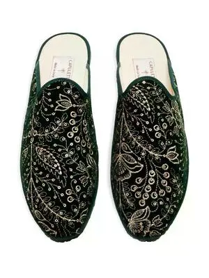 CAPULETTE Embroidered Velvet Mules
