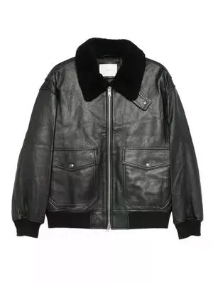 DUNST Shearling-collar Leather Jacket