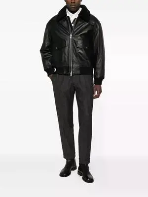 DUNST Shearling-collar Leather Jacket