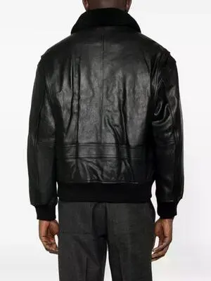 DUNST Shearling-collar Leather Jacket