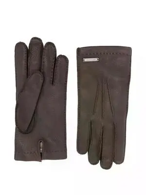 Corneliani Leather Gloves Brown