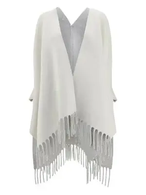 Brunello Cucinelli Fringed Poncho - White