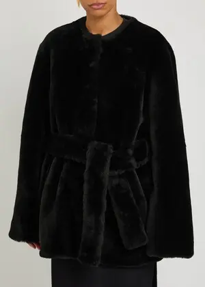 TOTÊME Belted Shearling Jacket - Black