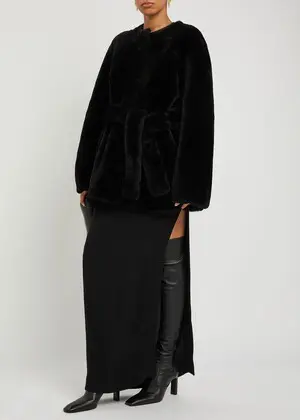 TOTÊME Belted Shearling Jacket - Black