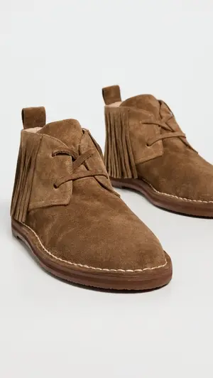 Farm Rio Suede Desert Boots With Fringe