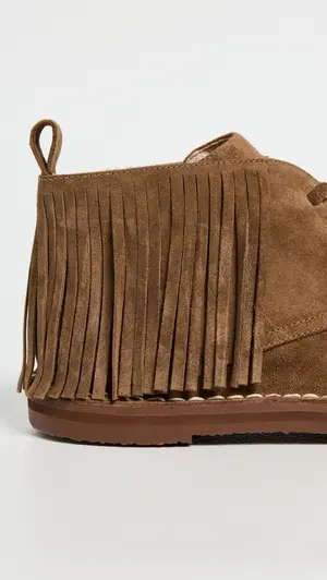 Farm Rio Suede Desert Boots With Fringe