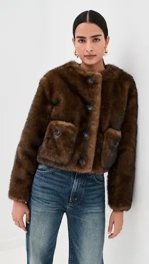 Marc Jacobs Teddy Faux Fur Cropped Jacket