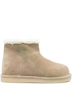 Miu Miu Suede Shearling-lined Ankle Boots