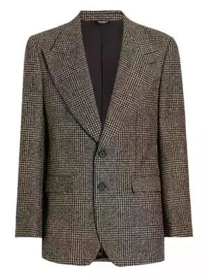 Dolce & Gabbana Check-pattern Buttoned-up Blazer - Brown