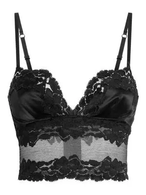 Dolce & Gabbana Lace-trimmed Satin Bra Top - Black