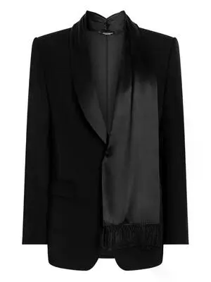 Dolce & Gabbana Shawl-lapels Fringed-detail Blazer - Black