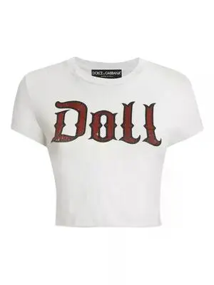 Dolce & Gabbana Doll-print Crop Top - White