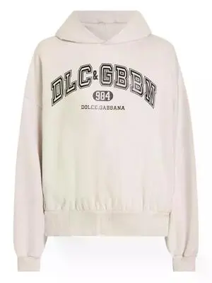 Dolce & Gabbana Logo-print Hooded Sweatshirt - Neutrals