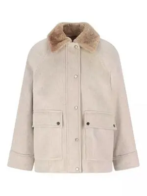 Brunello Cucinelli Wool Jacket With Faux-fur Collar
