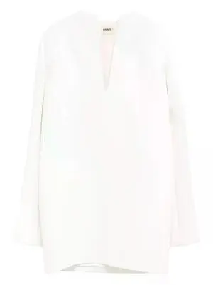 Khaite V-neck Long Sleeve Dress - White