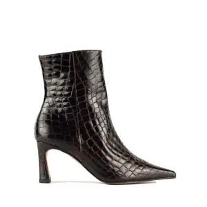 ANGEL ALARCON Dark Crocodile Print Leather Ankle Boots - Brown