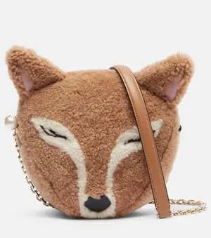 JIMMY CHOO Soft Fox Mini Shearling Shoulder Bag