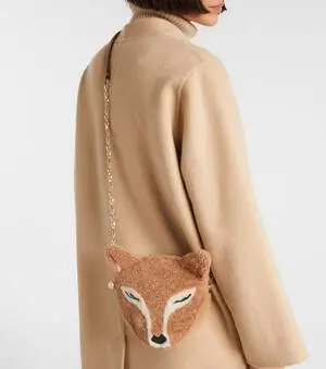 JIMMY CHOO Soft Fox Mini Shearling Shoulder Bag